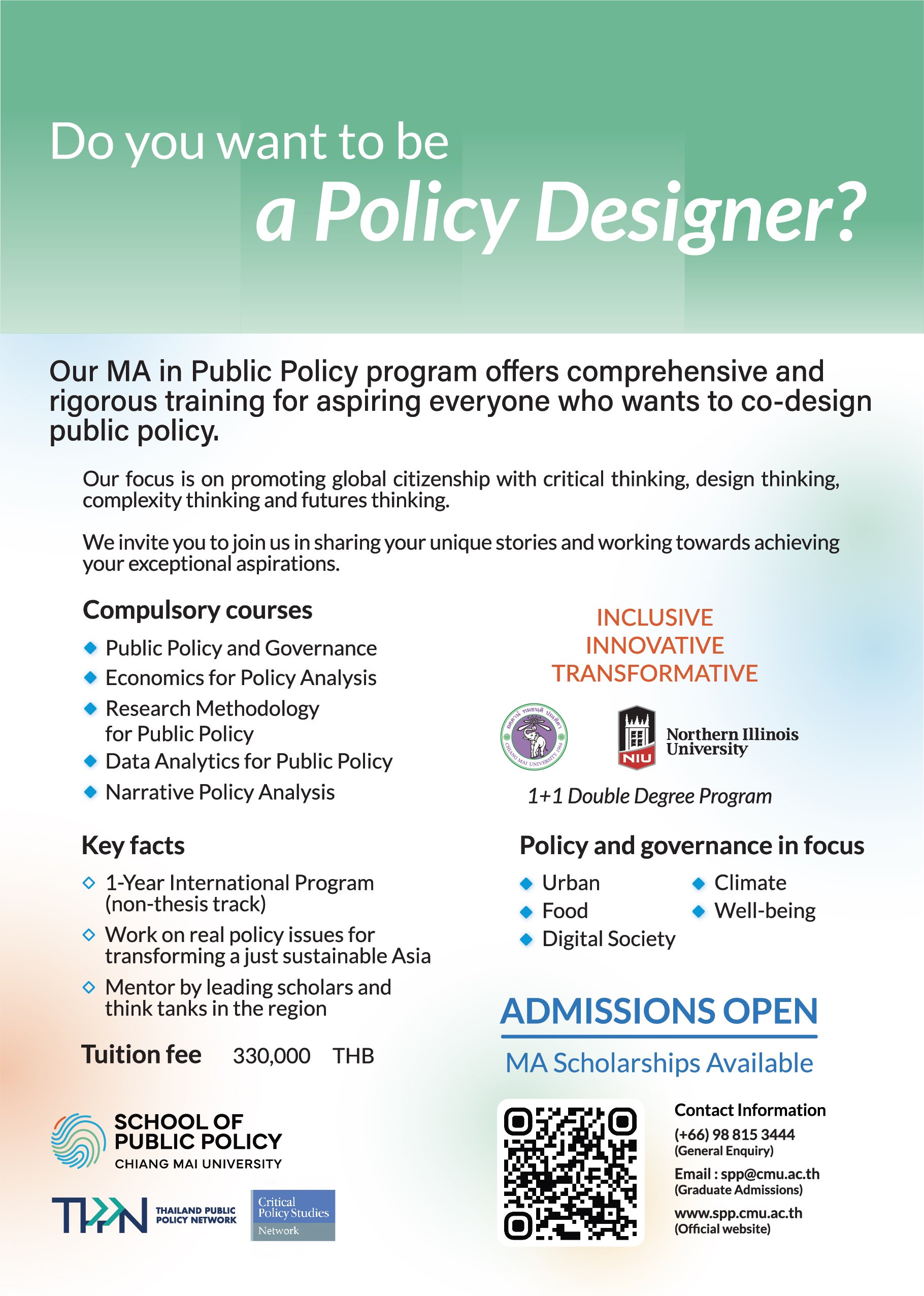 MA Admission 2024 intake! - School of Public Policy, Chiang Mai University